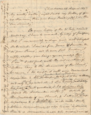 "Letter to Philander Chase" by C. E. Gadsden
